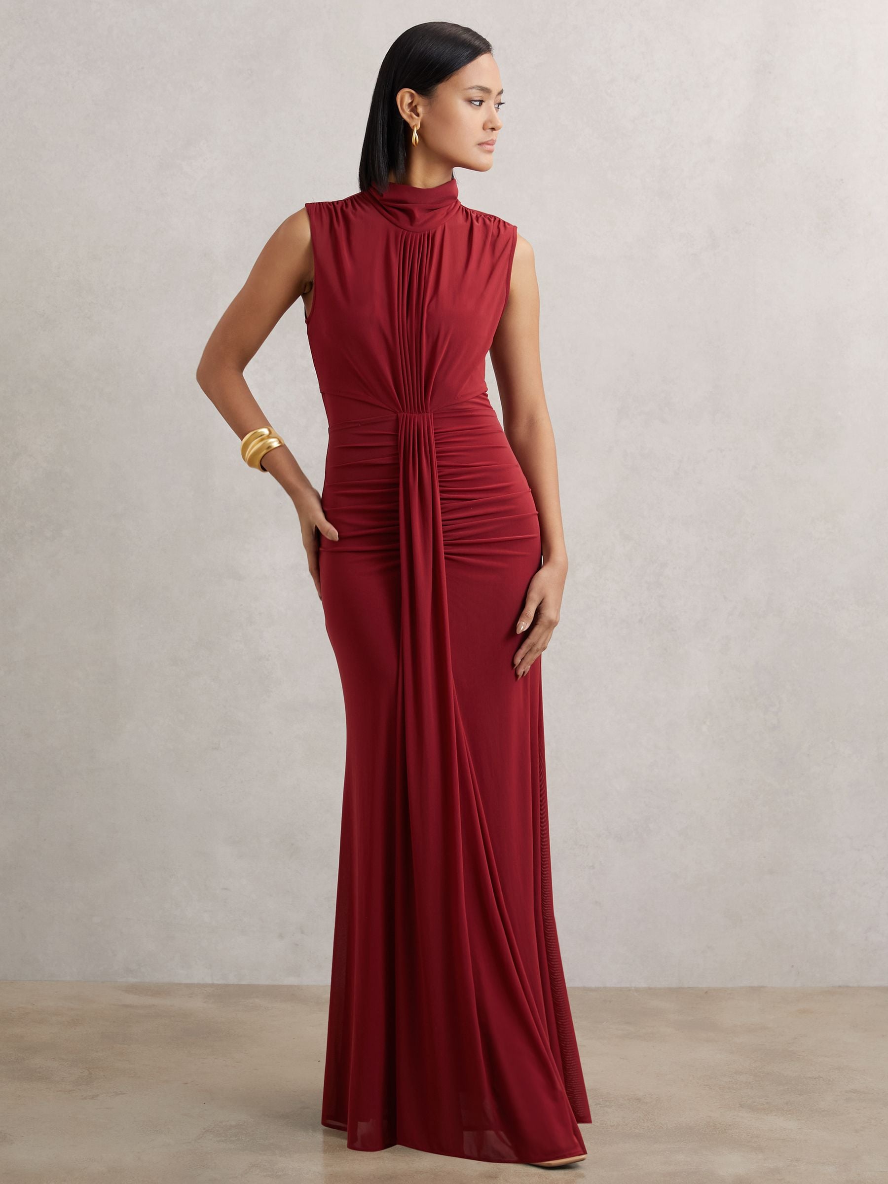 REISS Reiss Daniella Sheer Ruched Maxi Dress